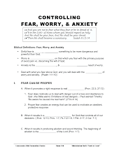Fear, Worry & Anxiety Don't Have to Control You Outline (Counselor ...